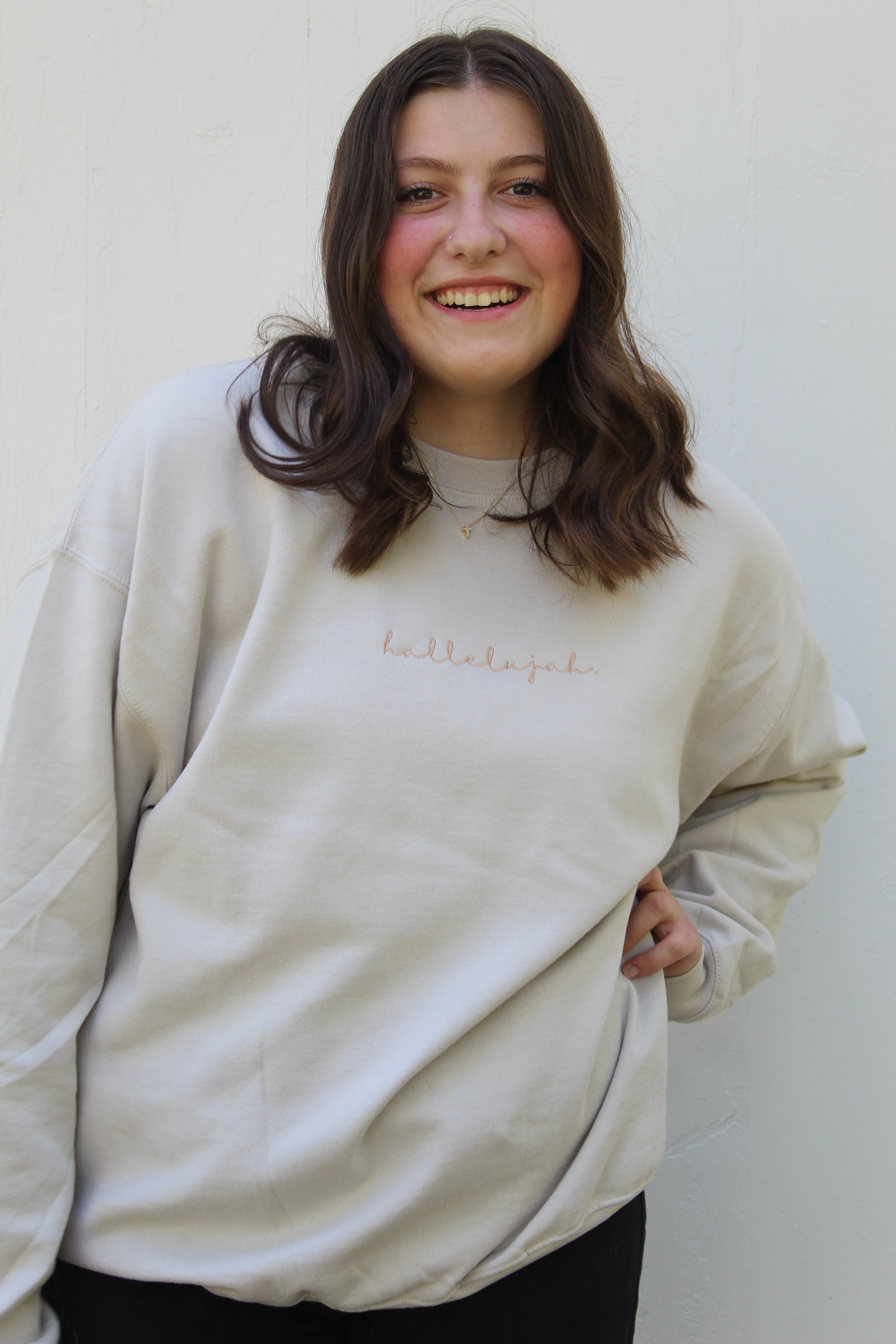 Hallelujah Embroidered Crewneck – Sufficient Grace Threads
